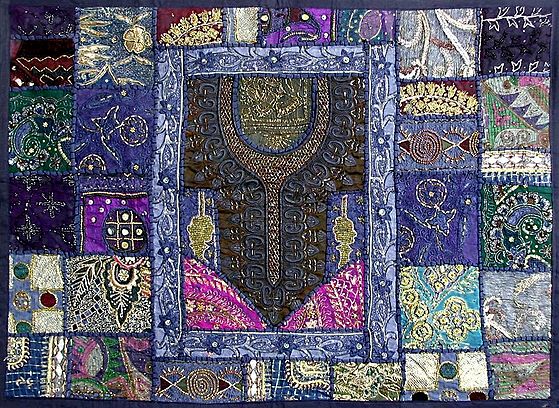 Patchwork on Cloth and Enhanced with Mirror Works, Sequins and Beadwork