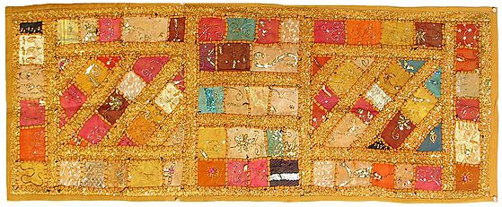 Patchwork on Cloth and Enhanced with Mirrorwork, Zari, Sequins and Beadwork