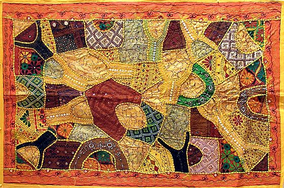 Patchwork on Cloth and Enhanced with Stone, Zari, Sequins and Beadwork