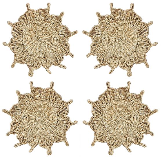 Four Hand Woven Jute Table Coasters - Dia - 6 inches