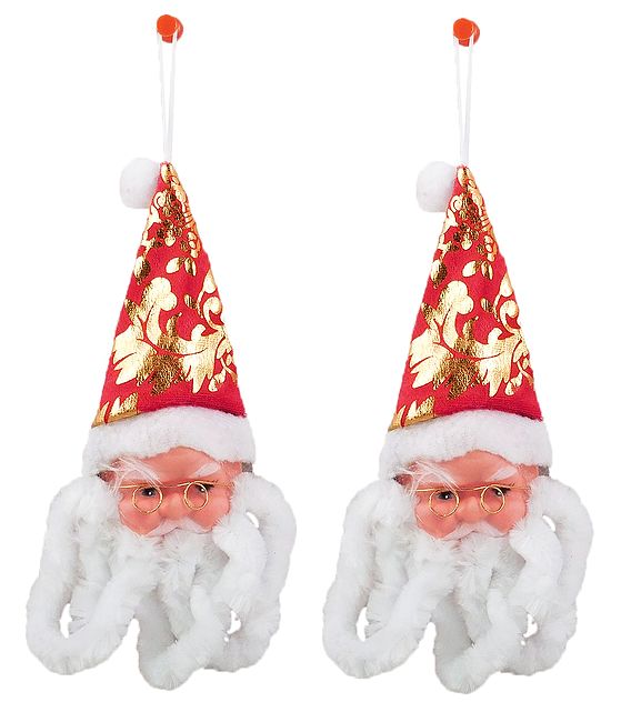 Set of 2 Santa Claus Face - Wall Hanging