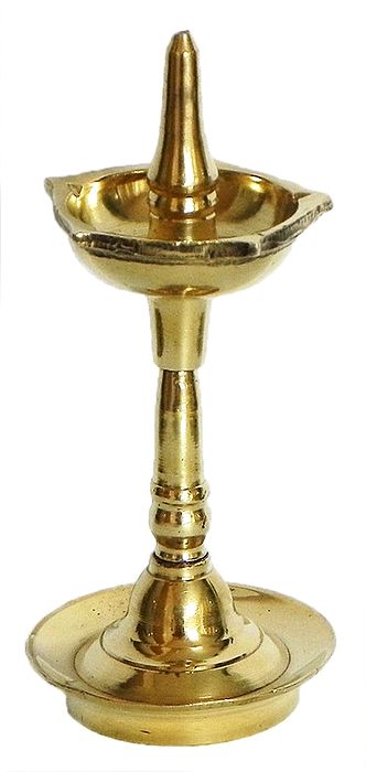 Standalone Five Faced Brass Diya