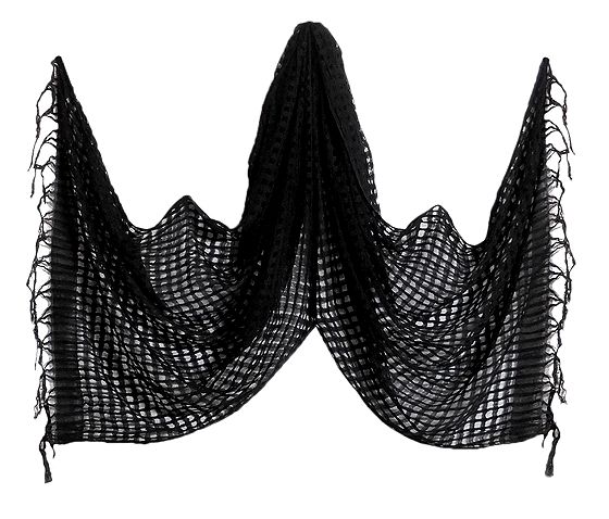 Black Check Synthetic Chunni