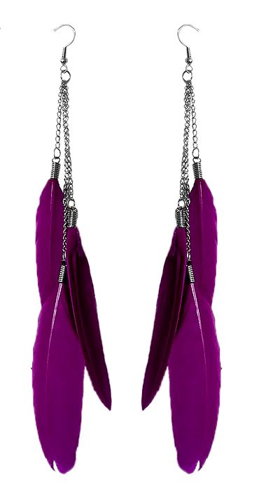 Magenta Feather Earrings
