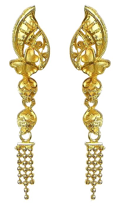 Gold Plated Metal Dangle Earrings