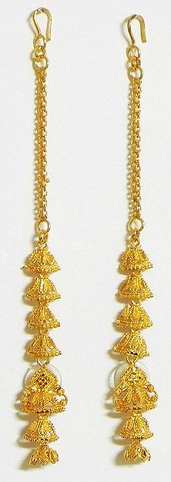 Gold Plated Designer Earrings with Extra Chain