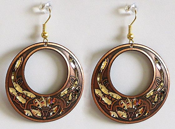 Rust with Golden Hoop Earrings