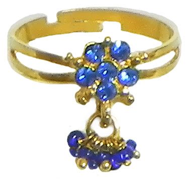Blue Stone Studded Jhalar Adjustable Ring