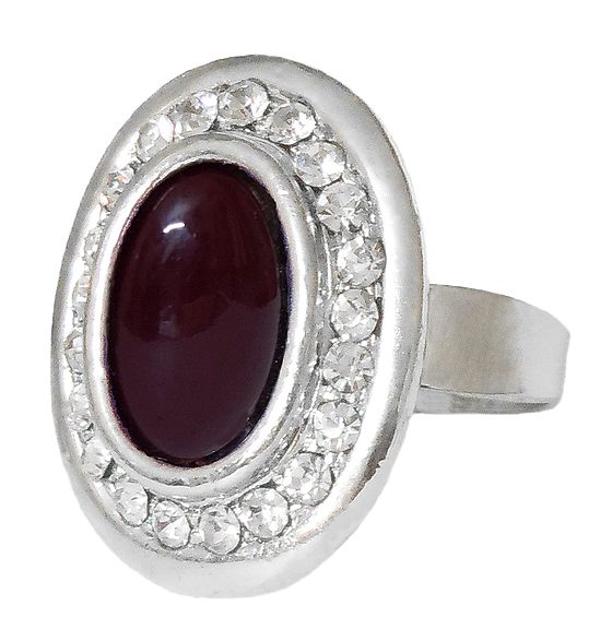 Maroon Stone Setting Metal Ring