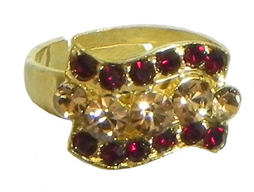 Maroon and Brown Stone Studded Adjustable Ring