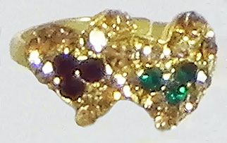 Green, Maroon and Light Brown Stone Studded Adjustable Ring