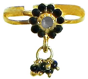 Black Stone Studded Jhalar Adjustable Ring