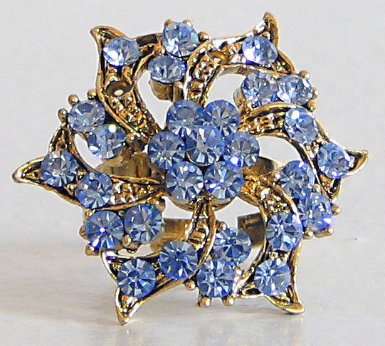 Mystery - Light Blue Stone Studded Adjustable Ring