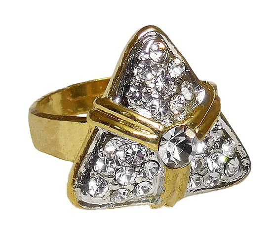 White Stone Studded Adjustable Ring