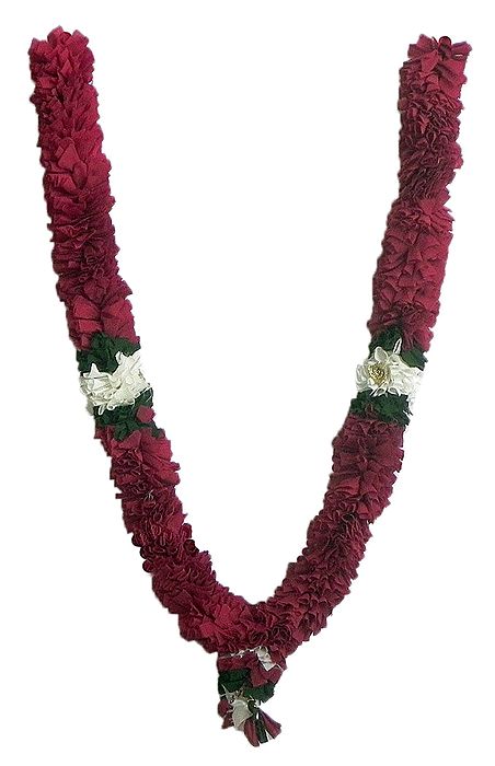 Maroon with White Cloth Garland
