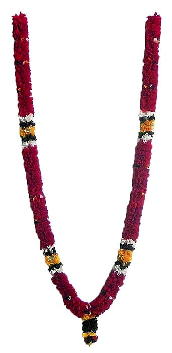 Maroon with Yellow, White and Green Cloth Garland - Length - 62 in.