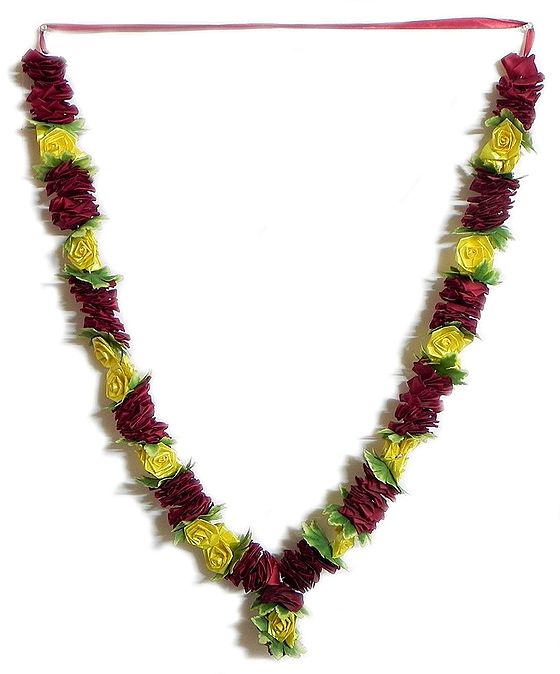 Maroon Ribbon Garland - 47 inches and Ribbon - 23 inches