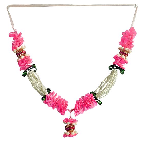 Buy Pink Ribbon Garland with White Beads