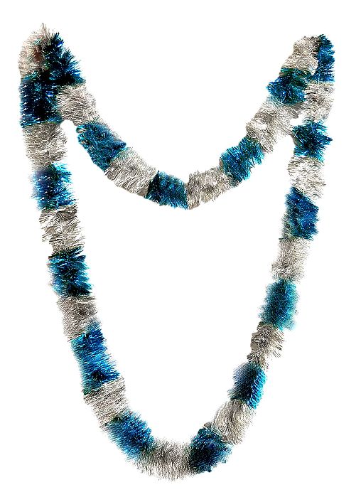 Cyan Blue and Silver Ribbon Garland