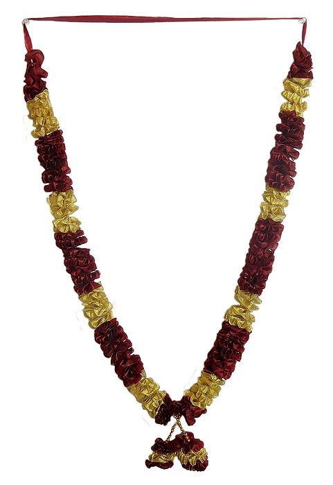 Maroon and Golden Ribbon Garland