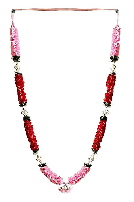 Dark Red with Light Pink Satin Ribbon Garland