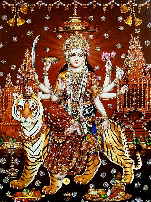 Sherawali Mata - Glitter Poster