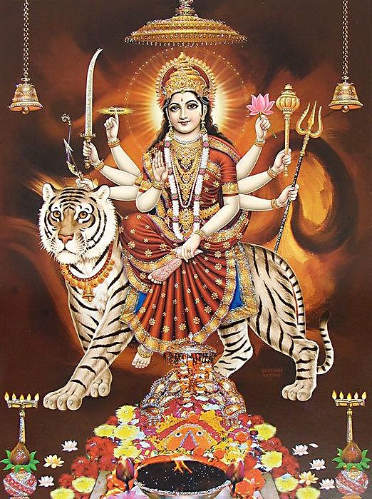 Goddess Bhagawati - ( Poster with Glitter )