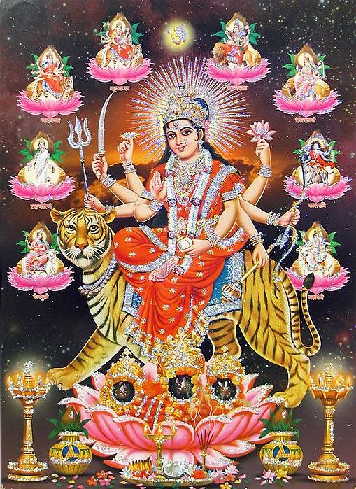 Navadurga - Nine Form of Durga (Poster with Glitter)
