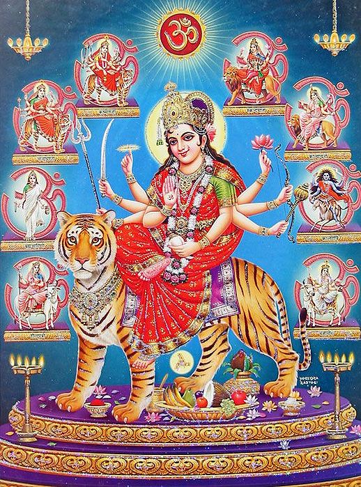 Navadurga - Nine Form of Durga (Poster with Glitter)