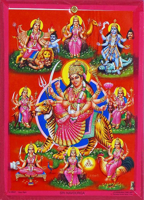 Buy Nava Durga on Cardboard Base Wall Hanging