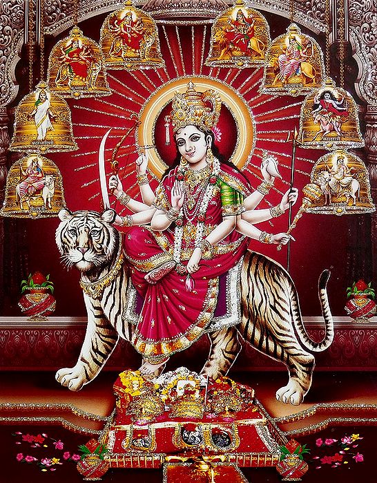 Nava Durga - Nine Forms of Durga - Glitter Poster