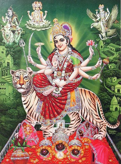 Sherawali Mata - (Poster with Glitter)