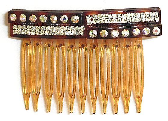 White Crystal Studded Designer Hair Comb