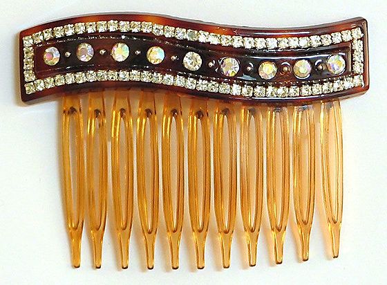 White Crystal Studded Designer Hair Comb