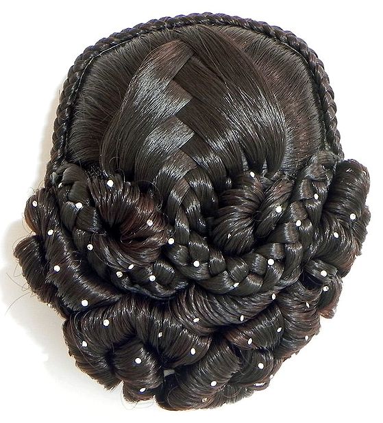 White Stone Studded Designer Brown Hair Bun