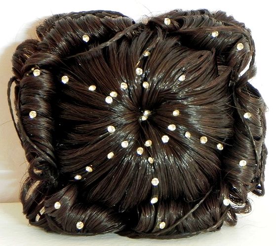 Stone Studded Designer Brown Hair Bun