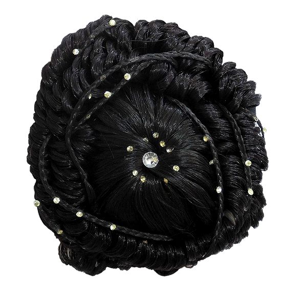 Stone Studded Black Hair Bun