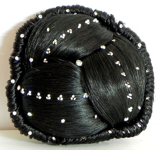 Stone Studded Designer Black Hair Bun