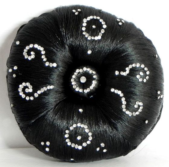 Stone Studded Designer Black Hair Bun
