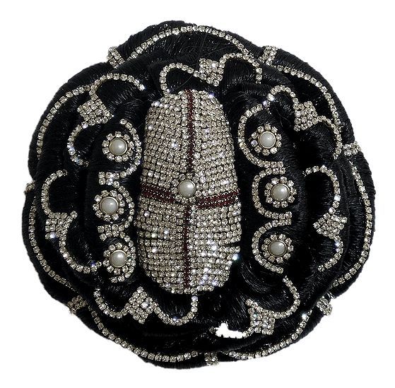Stone Studded Dark Black Hair Bun