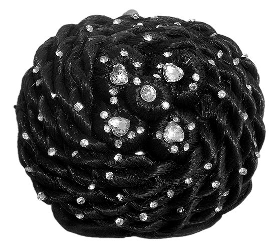 Stone Studded Dark Black Hair Bun