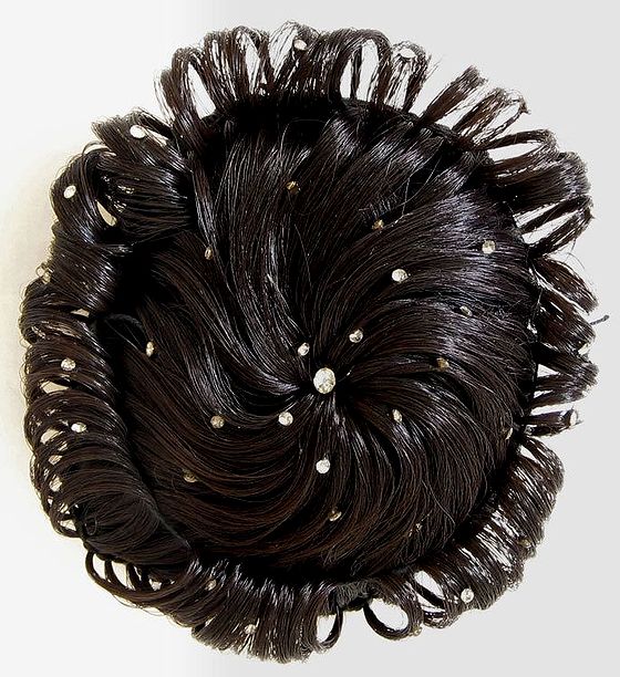 White Stone Studded Dark Brown Hair Bun
