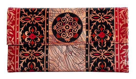 Batik Leather Clutch Purse