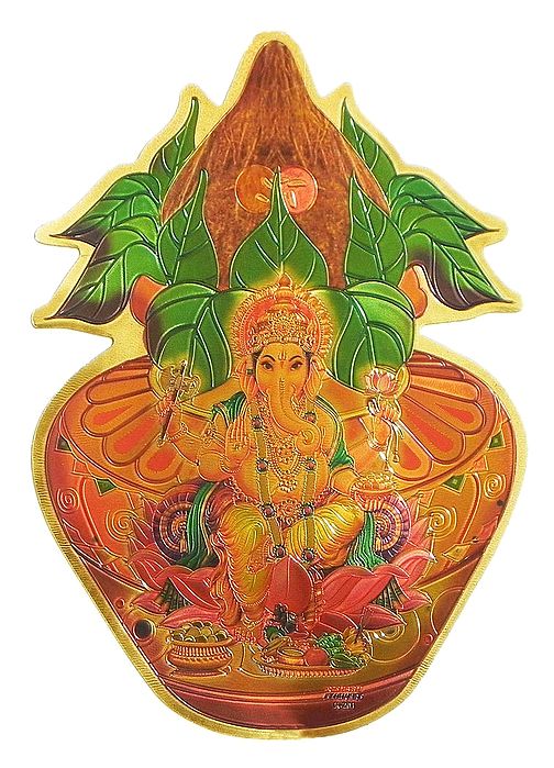 Ganesha on Kalash - Sticker - 11.75 x 8 inches