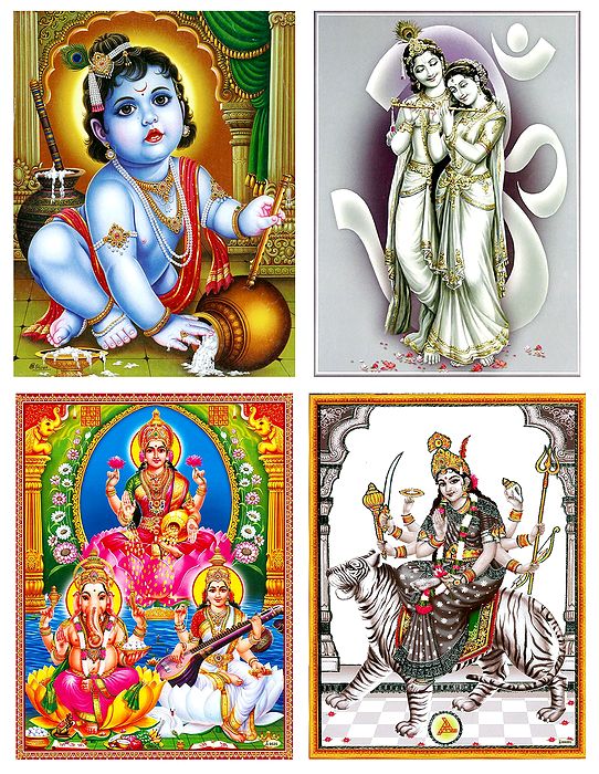 Set of 4 Hindu Deity Posters
