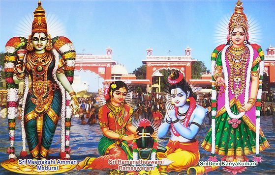 Deities of Madurai, Rameswaram and Kanyakumari