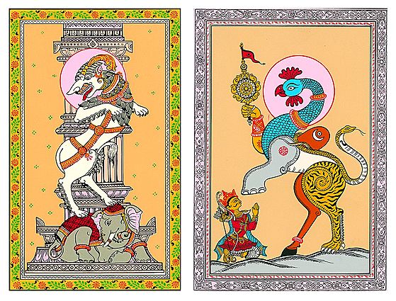 Patachitra Posters - Gajasingha Bidala and Naba Gunjara
