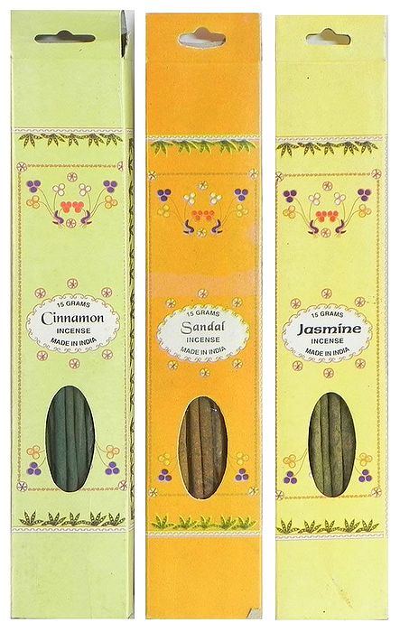 Set of Three Incense Sticks Packets with Cinnamon, Sandal and Jasmine ...
