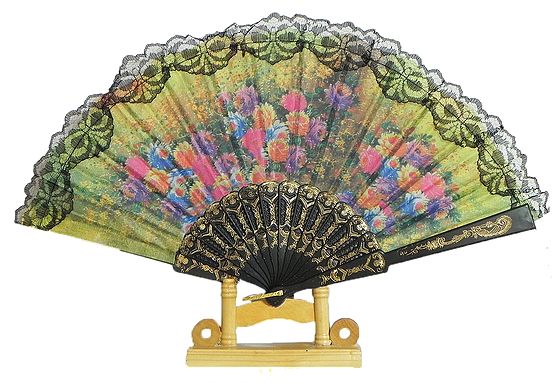 Yellow Silk Folding Fan