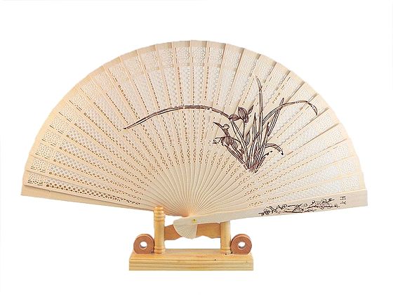 Hand Painted Wood Carved Folding Fan